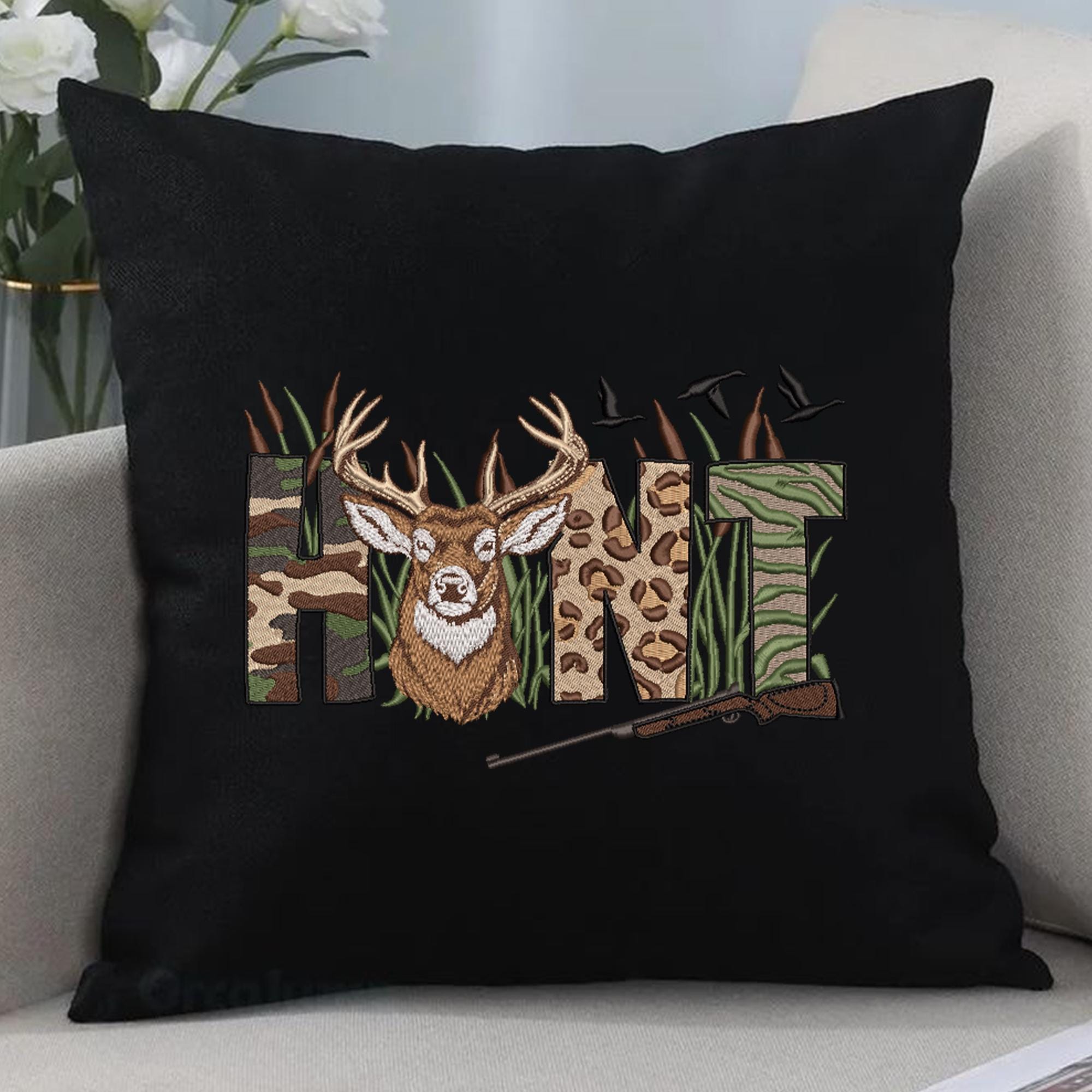 Deer Hunting Embroidery Design, Camouflage Wild Buck Embroidery File ...