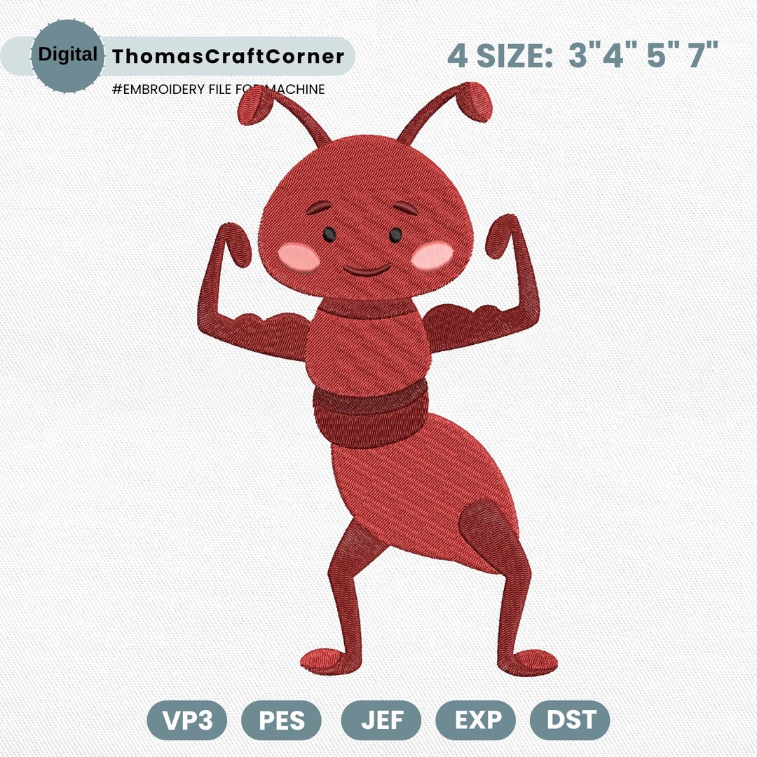 Cute Ant Embroidery Design, Cute Insects Machine Embroidery File, Mini ...