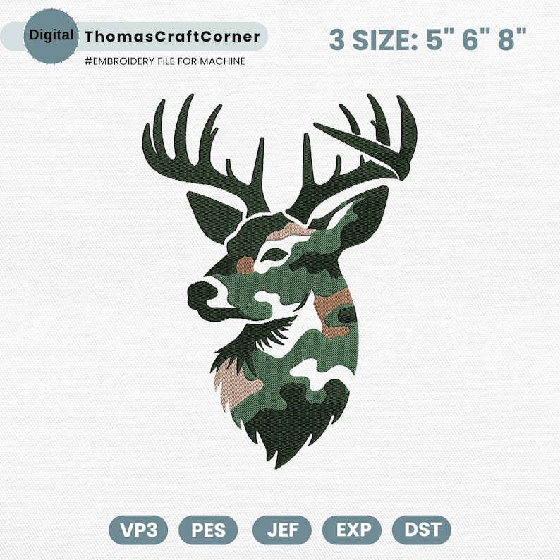 Deer Camo Hunting Embroidery Design, Buck Hunting Camouflage Frame ...