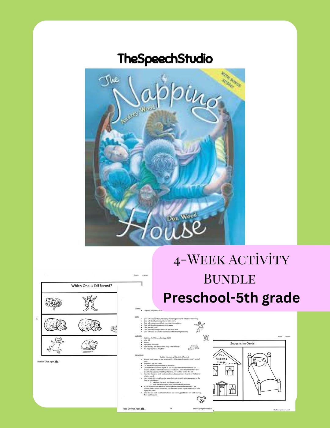 Speech Therapy Story Companion | the Napping House | Sequencing ...