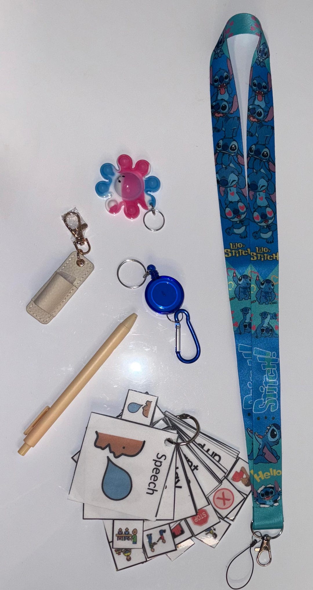 Lilo and Stitch Multimodal Communication Lanyard With Fidget and Pen ...