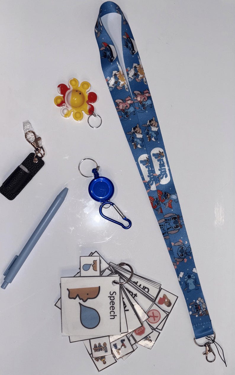Lilo and Stitch Multimodal Communication Lanyard With Fidget and Pen ...