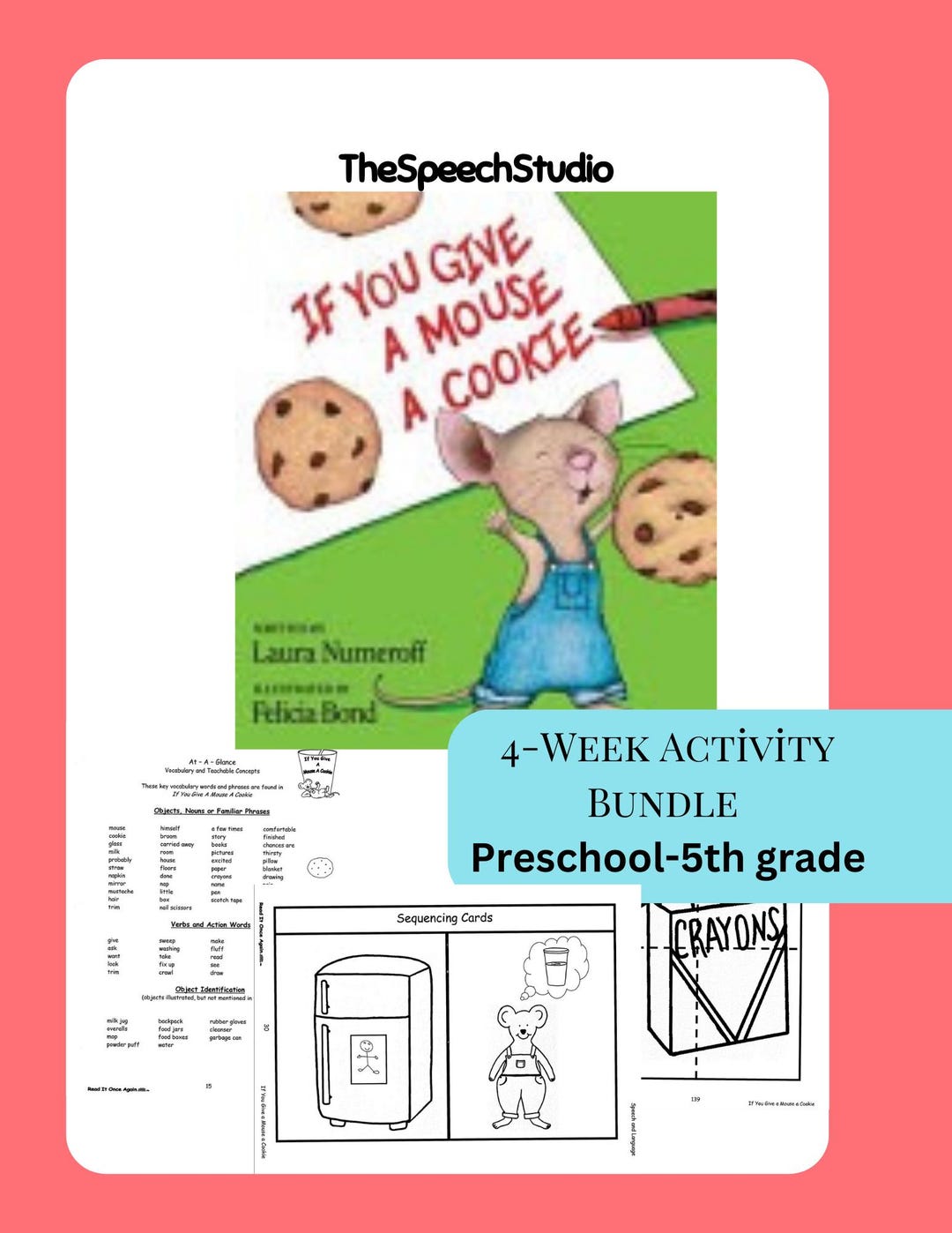 Speech Therapy Story Companion | If You Give a Mouse a Cookie | Cause ...