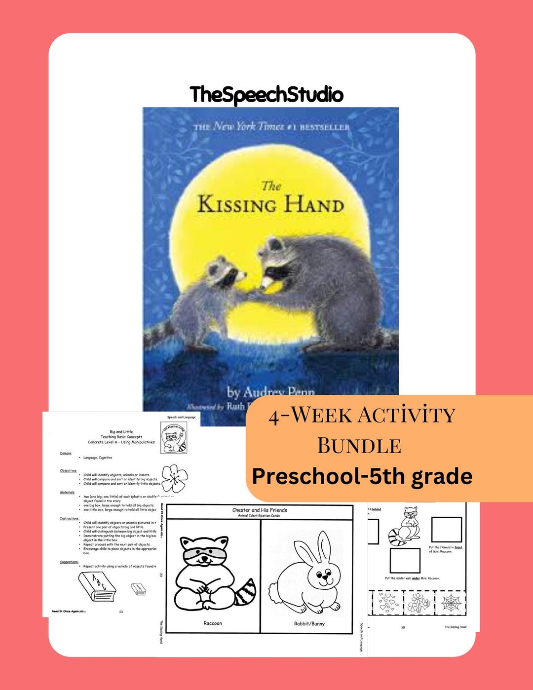 Speech Therapy Story Companion | the Kissing Hand | Back to School ...