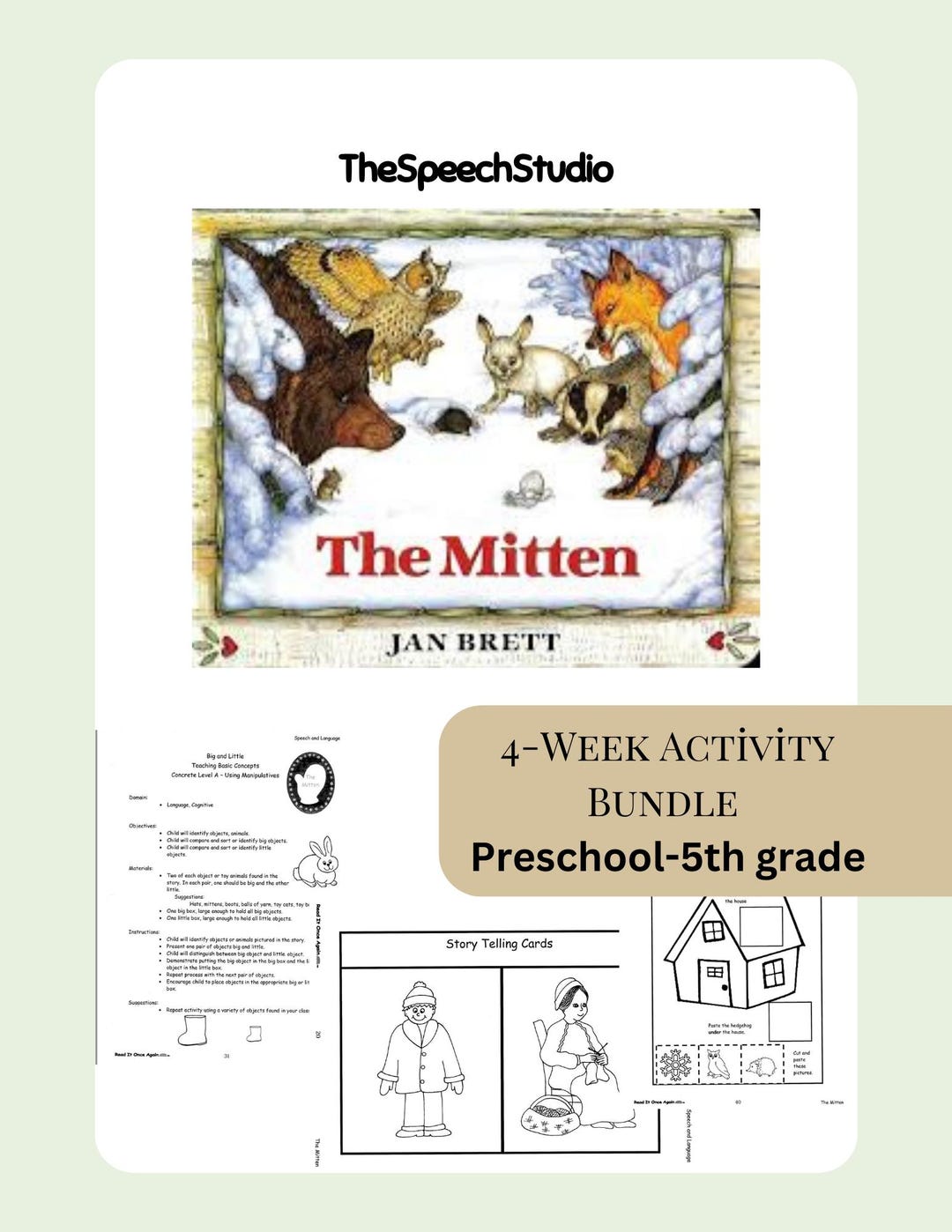 Speech Therapy Story Companion | the Mitten | Winter Sequencing ...
