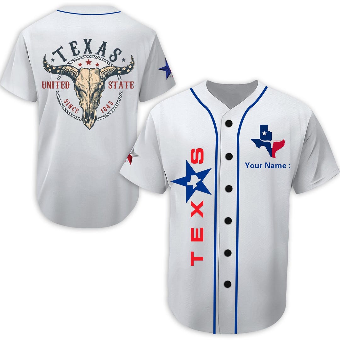 Men’s Custom Texas Baseball Jersey - Western Skull 3D Shirt ...