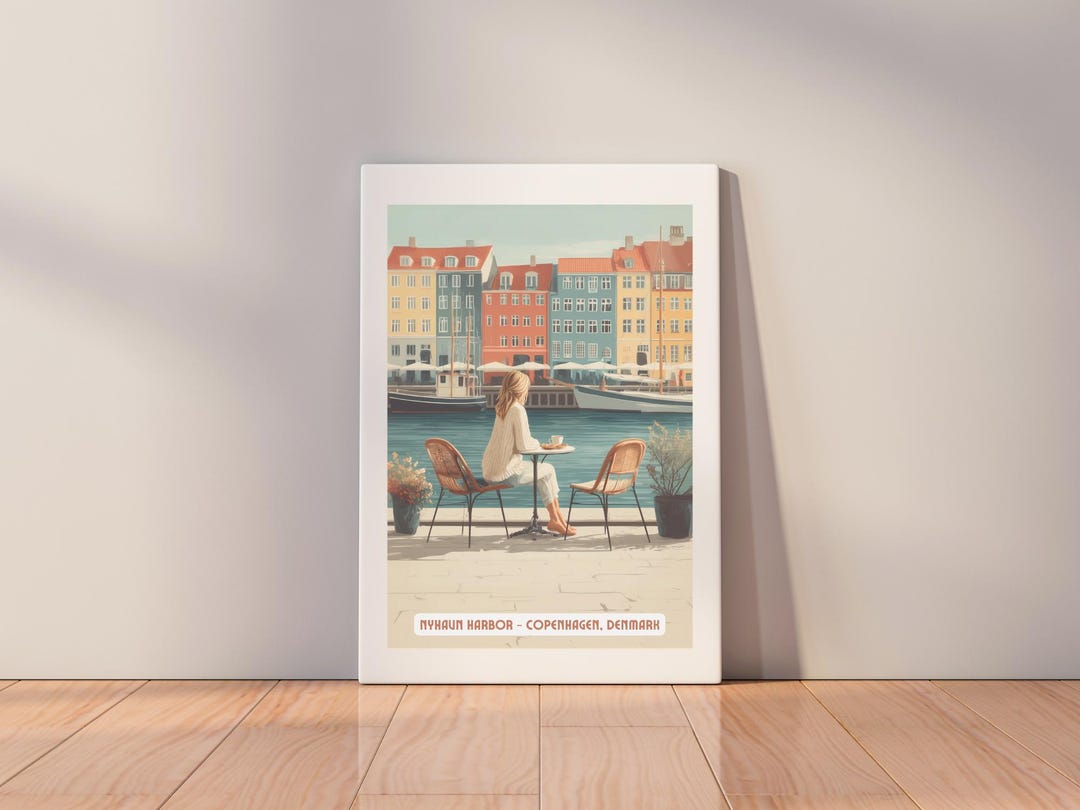 Copenhagen Wall Art, Nyhavn Harbor Denmark Minimalist Print, Chic ...