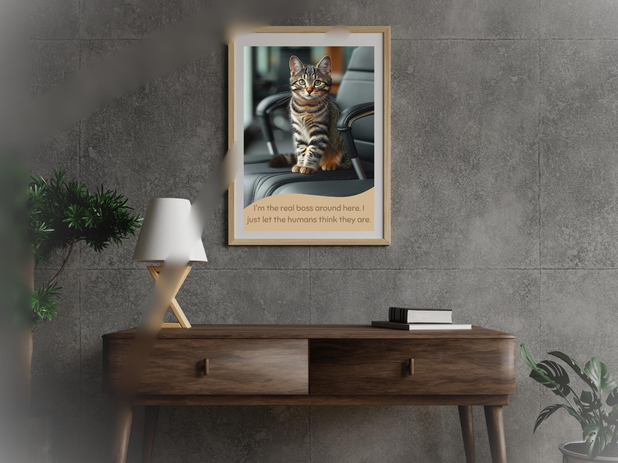 Boss Cat Office Art, Funny Real Boss Humor Illustration, WFH Coworker ...