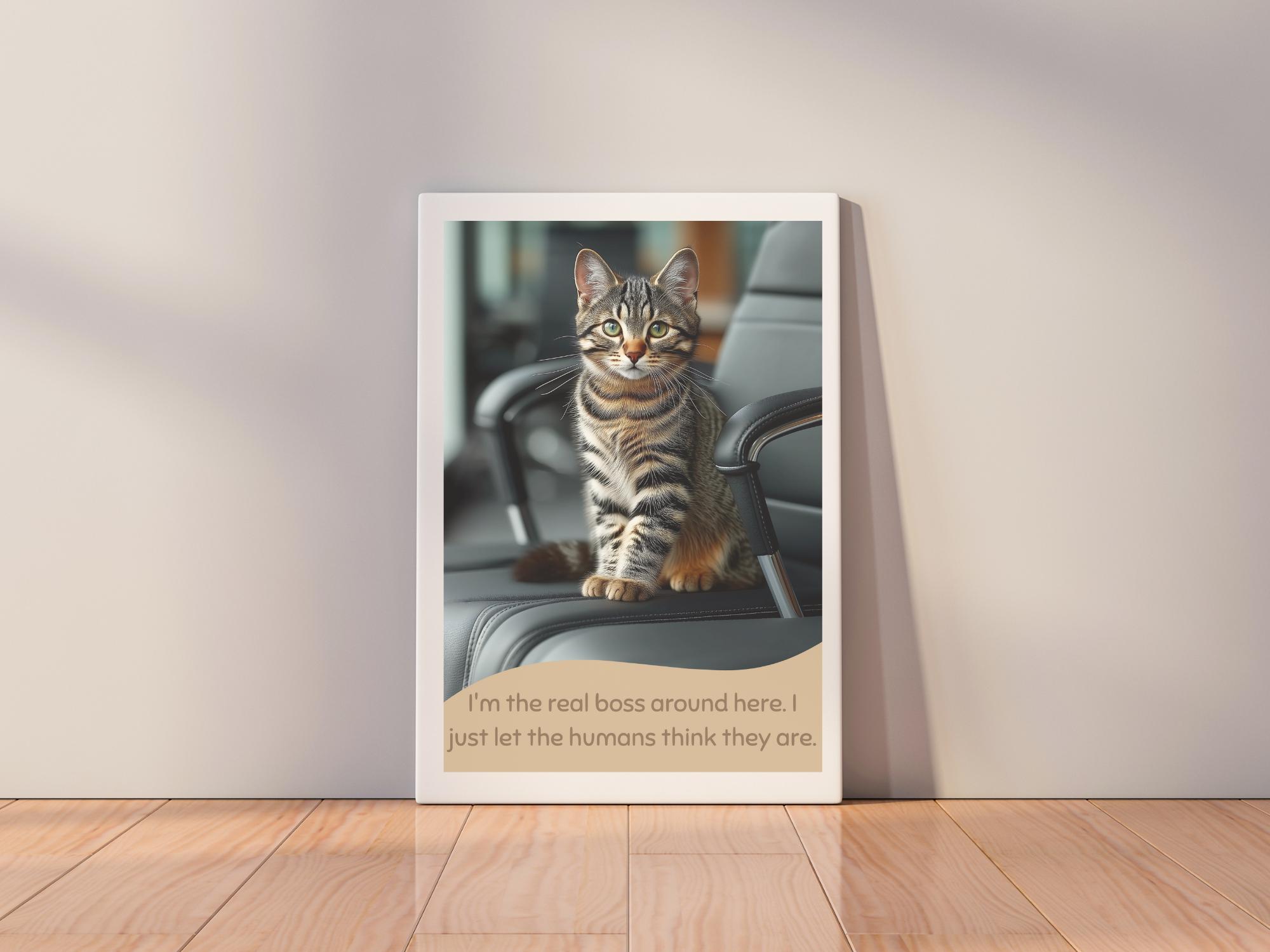 Funny Boss Cat Art Print, Tabby on Executive Chair (digital Download ...