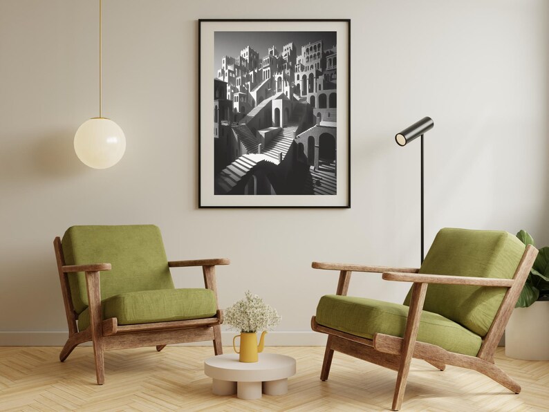 Escher Inspired Labyrinth Art Print, Surreal Architecture Decor ...