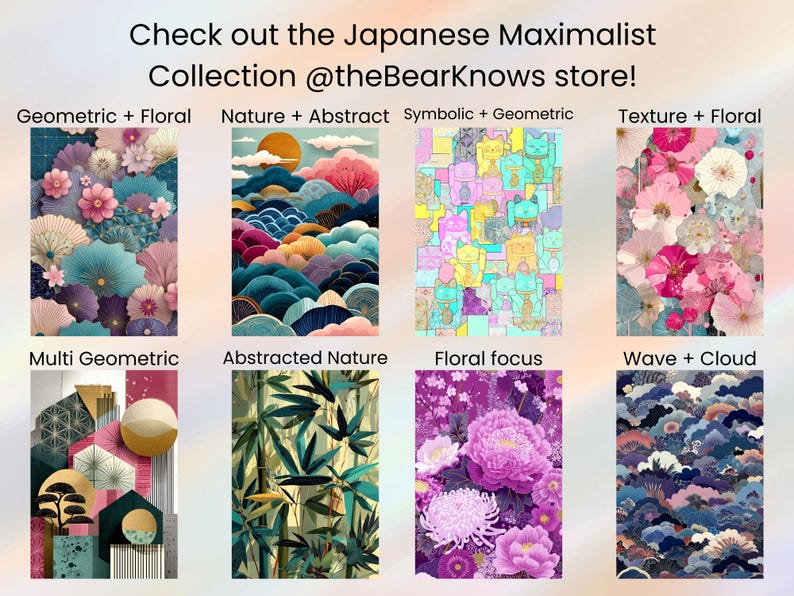 Pastel Japanese Wall Art, Maximalist Lucky Cat Print, Eclectic Maneki ...