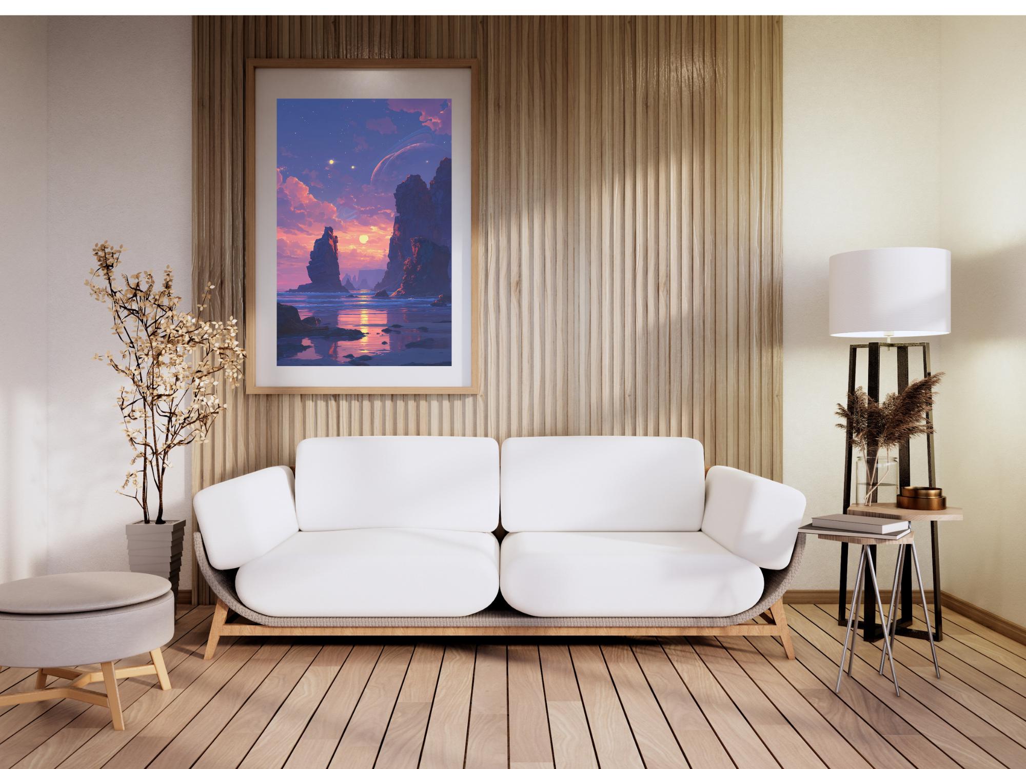 Portrait Vibrant Ocean Sunset Print, Beautiful Sea Reflection Art ...