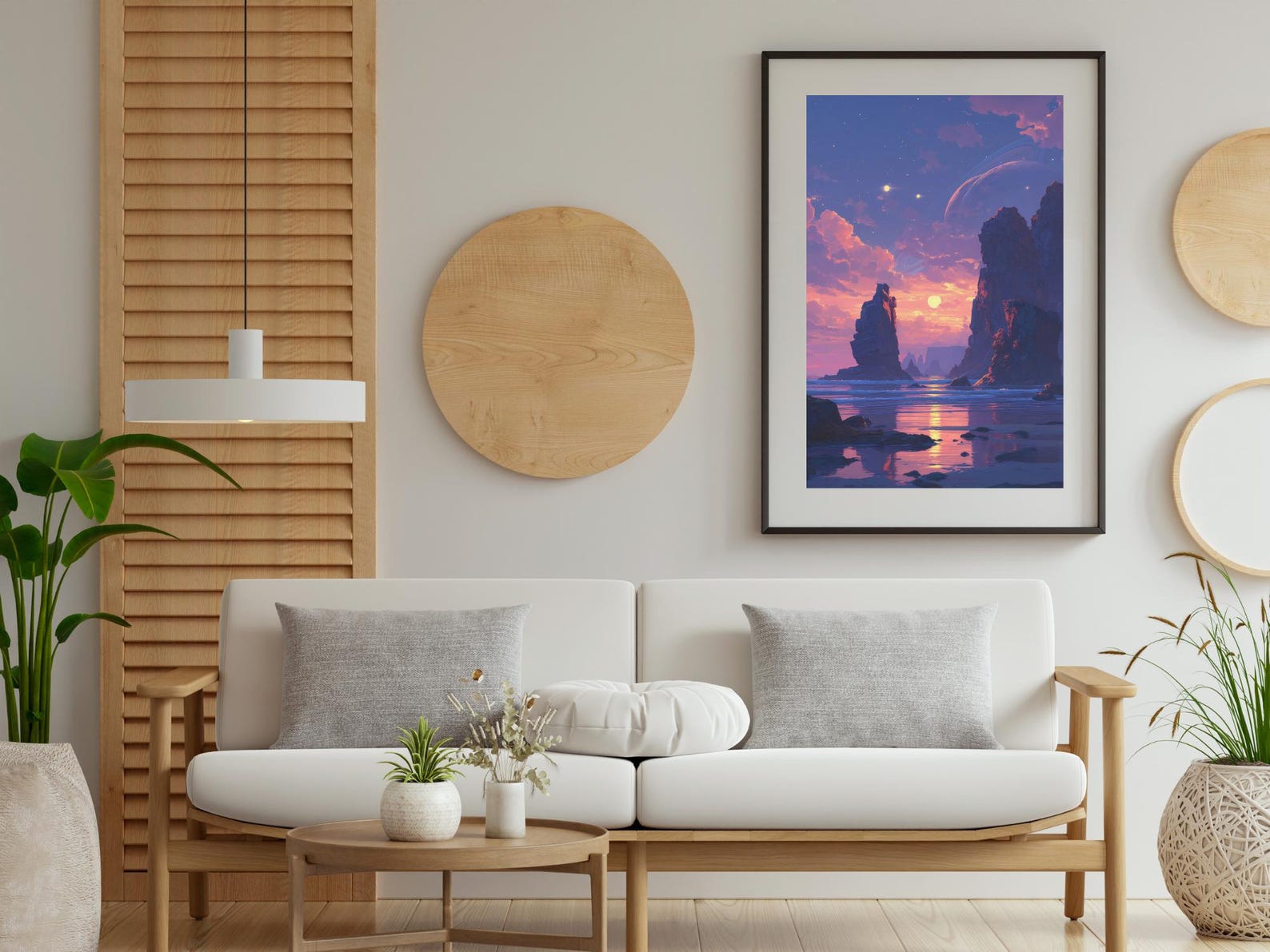 Portrait Vibrant Ocean Sunset Print, Beautiful Sea Reflection Art ...