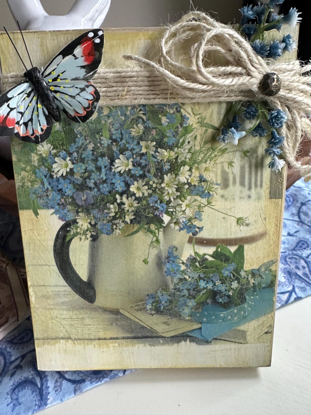 Shelf Sitter, Spring/ Summer Decor, Farmhouse, Decoupage, Rustic . Wood ...