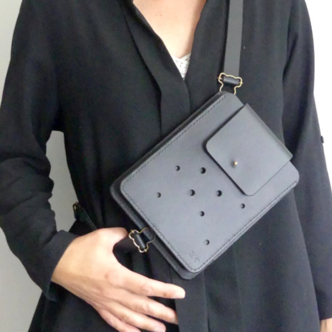 Black Leather Cell Phone Pouch With 2 Pockets and an - Etsy UK