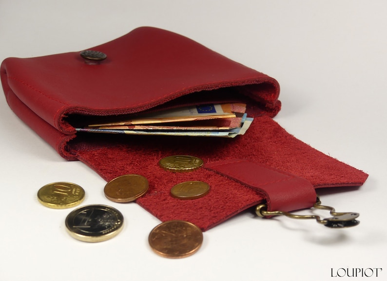 Red Leather Coin Purse - Etsy UK