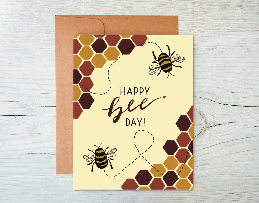 Happy Bee Day | Birthday Card | Greeting Card | Blank Card | Birthday ...