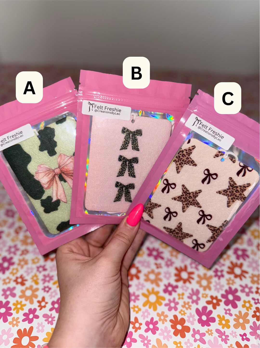 Bow Felt Freshie | Bow Air Freshener | Bow and Cow Print Felt Freshie ...