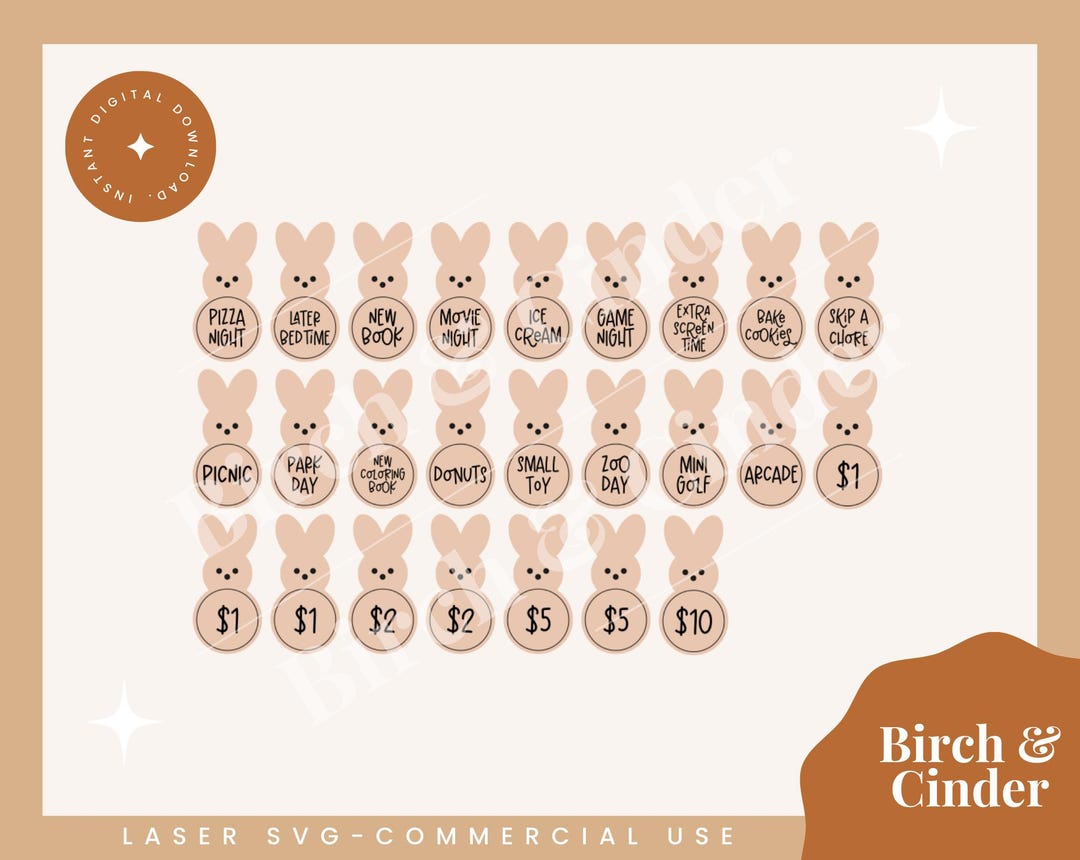 Easter Egg Tokens SVG | Bunny Tokens | Easter Token Laser File - Etsy