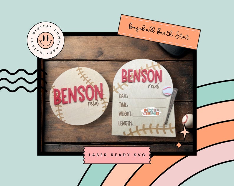 Baseball Baby Birth Stat Sign SVG (digital Download) - Etsy