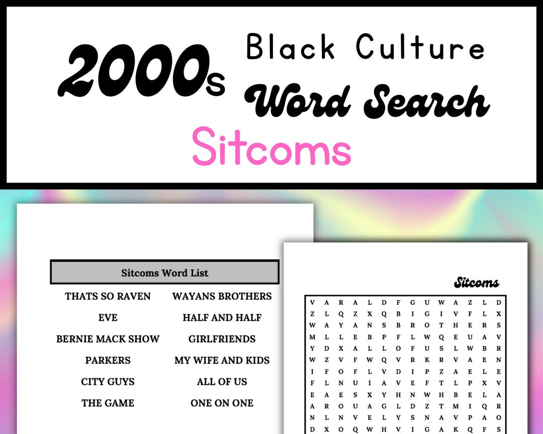 Y2K Black Sitcoms Word Search | 2000s Classic TV Shows Puzzle ...