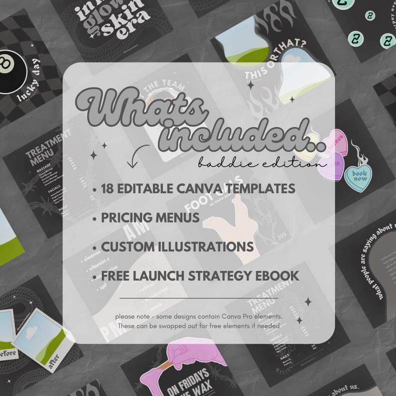 Baddie Aesthetic Canva Templates | Edgy Beauty Instagram Kit ...