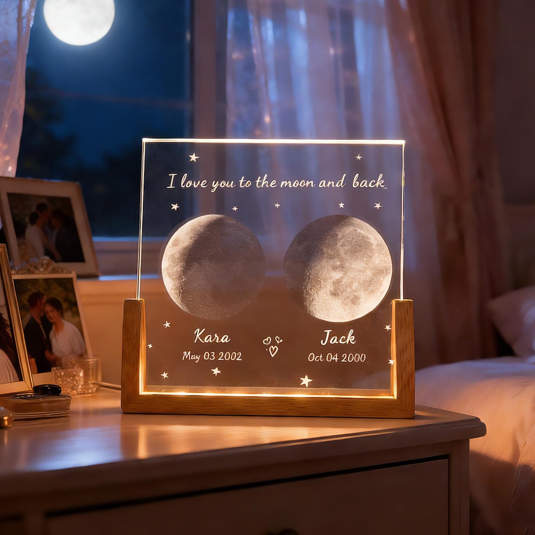 Our Moon Special Day Custom Moon Phase,personalized Crystal LED Night ...