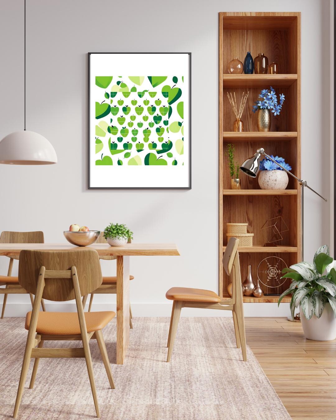 CANVA Ai Digital Template Green Apple Art Mix Poster Green Apple Poster ...