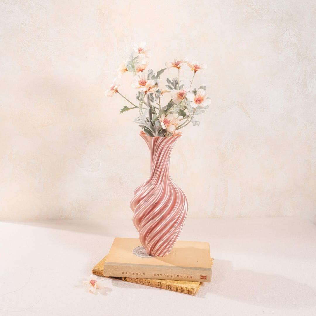 Blush Pink Swirl Vase – Modern Sculptural Home Decor – Minimalist ...
