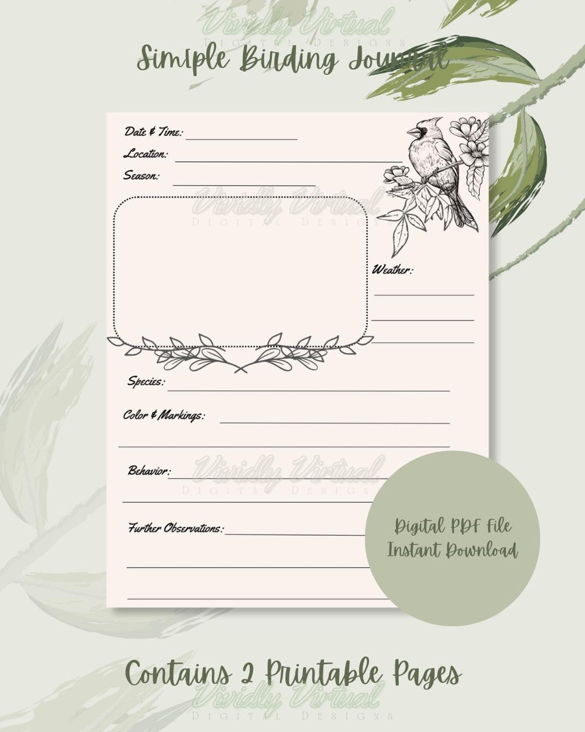 Printable Birding Journal - Etsy
