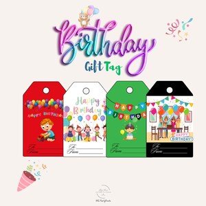 Birthday Gift Tag Printable Bundle, Cute Party Favor Tags, Kids ...