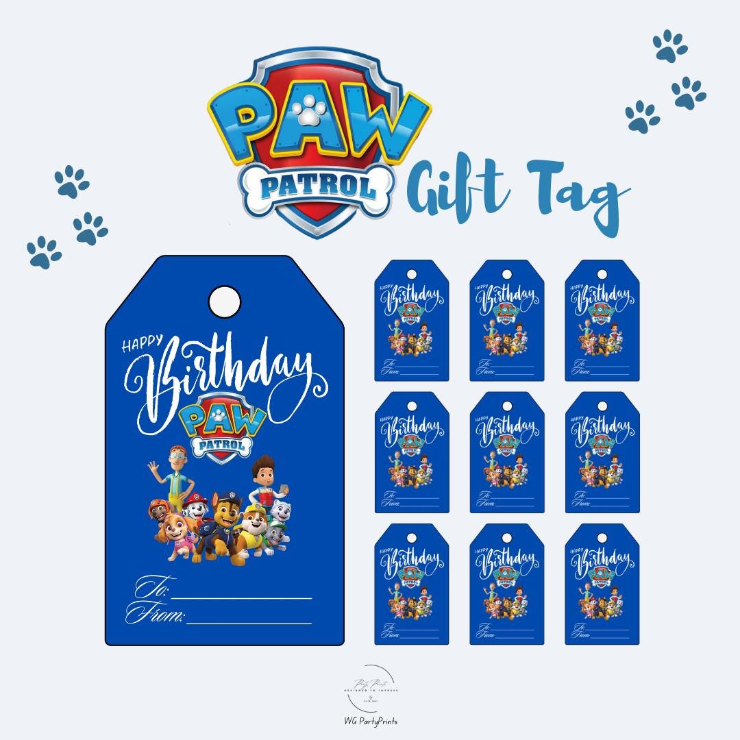 Birthday Gift Tag, Printable Puppy Theme Birthday Favor Tag, Kids ...