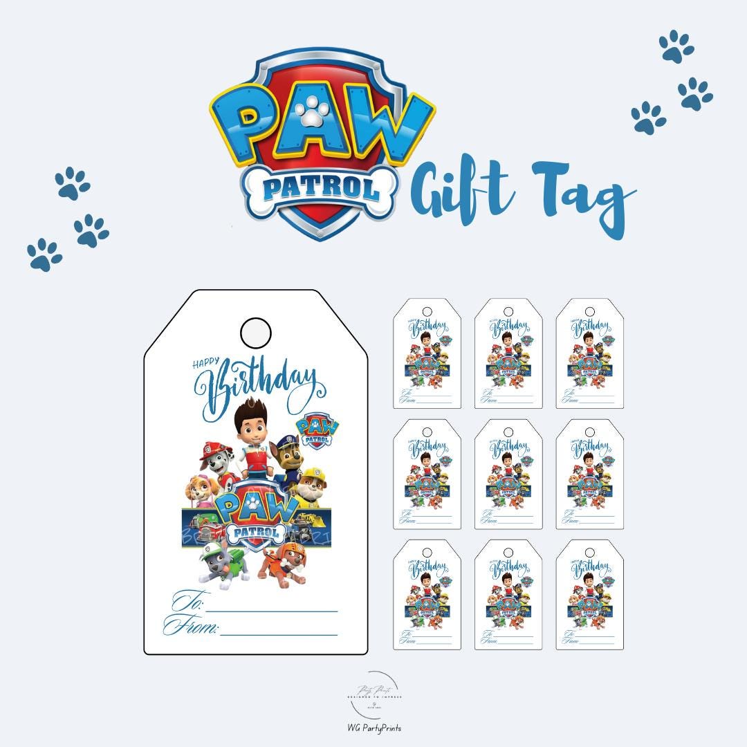 Printable Birthday Gift Tag, Birthday Dog Theme Party Favor Gift Tag ...