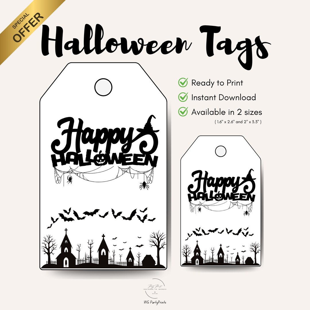 Haunted House Halloween Gift Tags: Printable Trick or Treat Labels ...