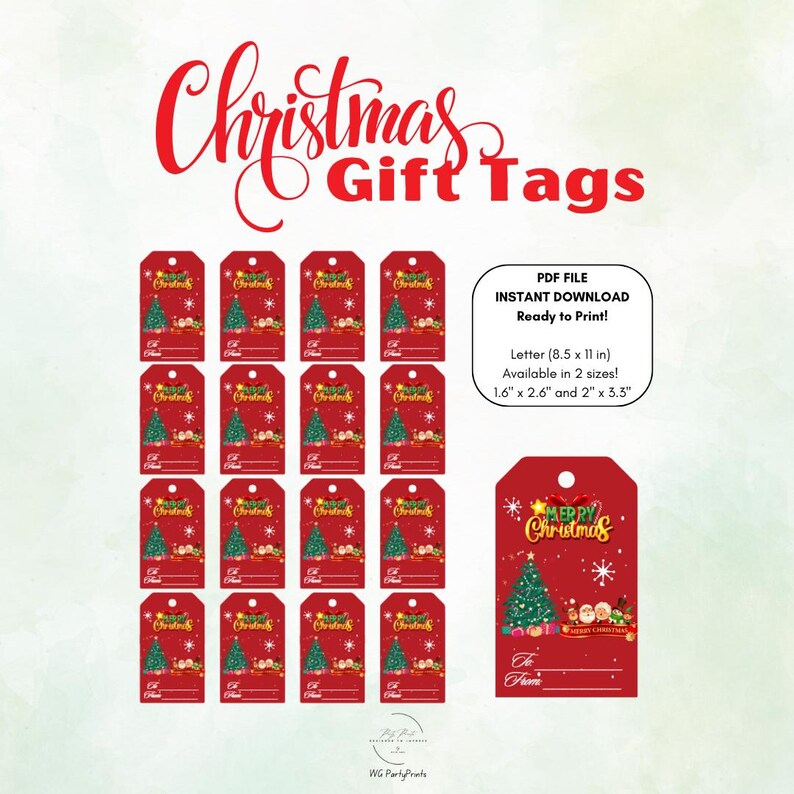 Printable Christmas Gift Tags, Holiday Labels (instant Download) - Etsy
