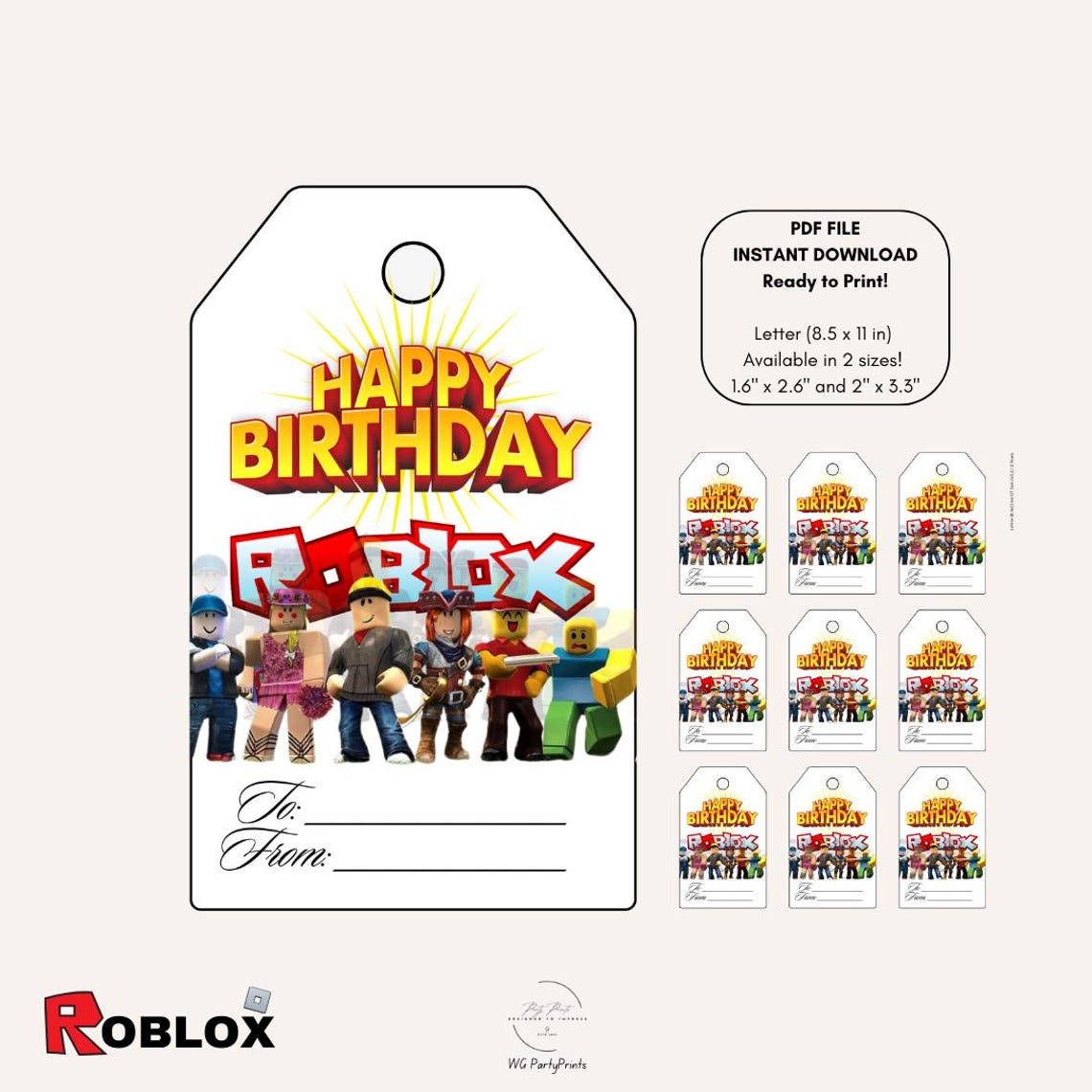 Printable Gaming Birthday Gift Tag, Birthday Favor Tag, Birthday Favor ...