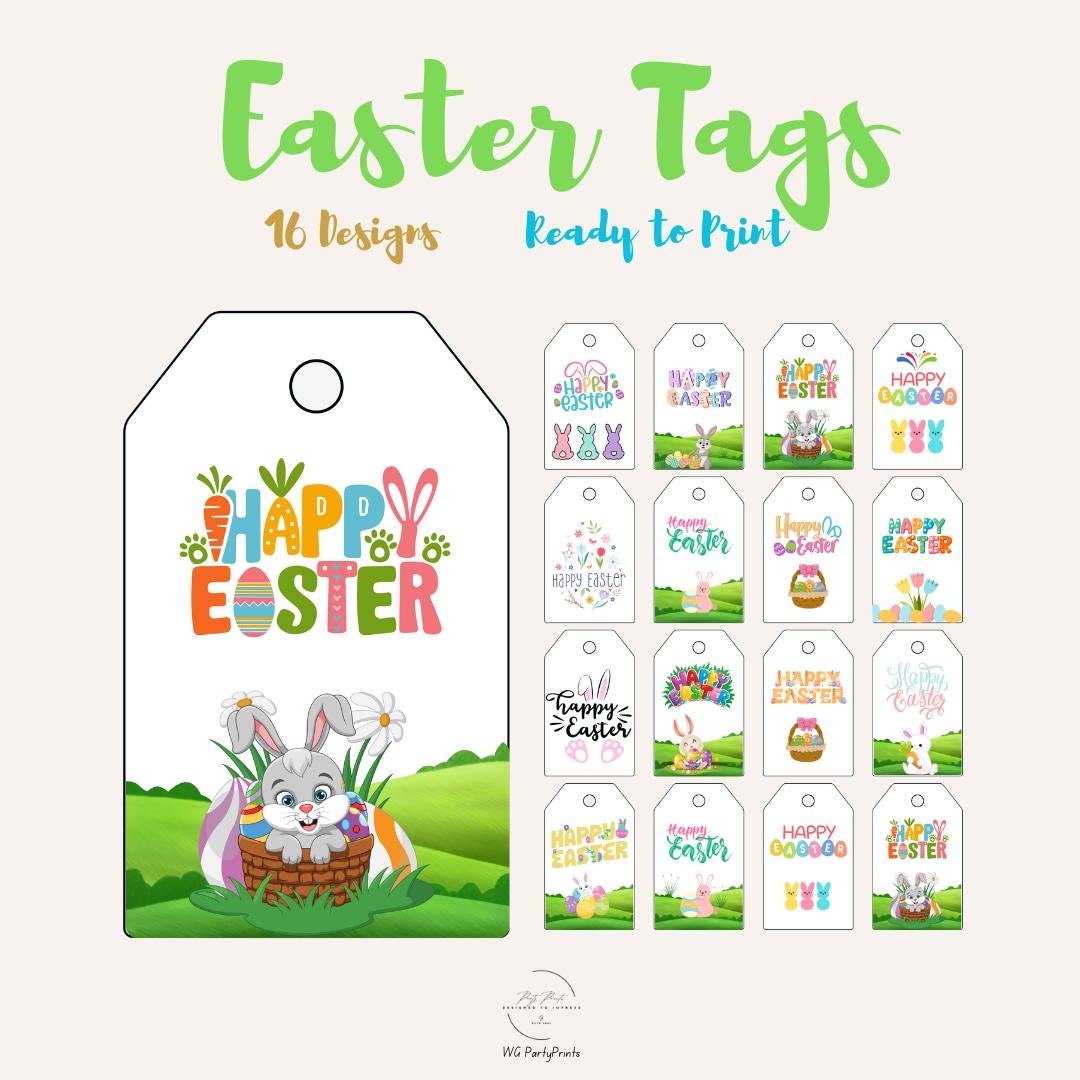 Easter Gift Tags, Cute Printable Easter Tags, Bunny, Egg & Spring ...