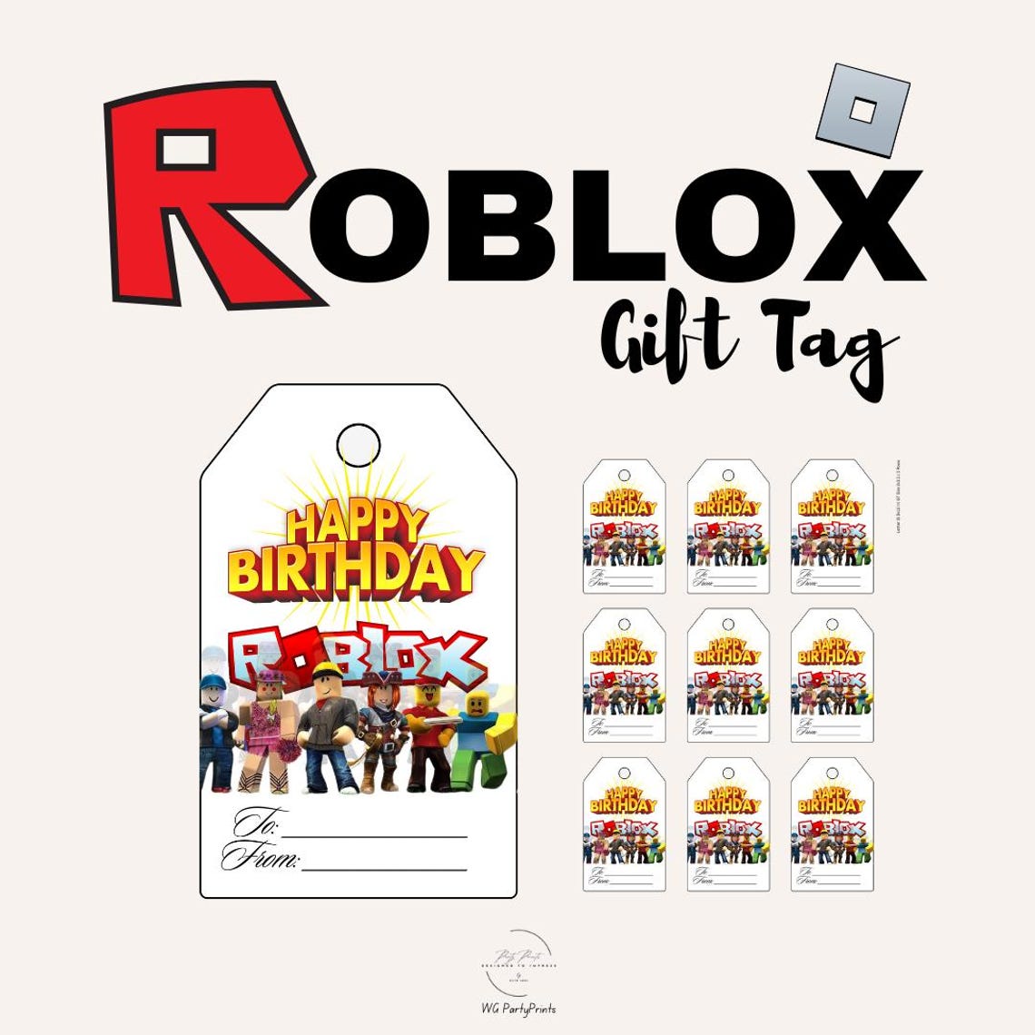 Printable Roblox Birthday Gift Tags: Kids Party Favor Labels (digital ...
