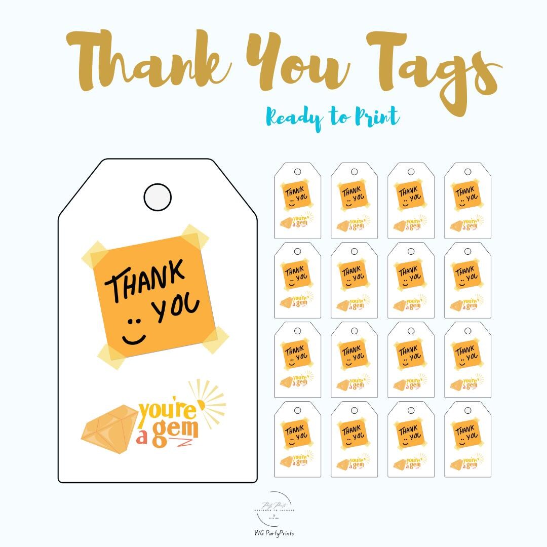 Cute Thank You Tags, Printable Gift Labels (PDF) - Etsy