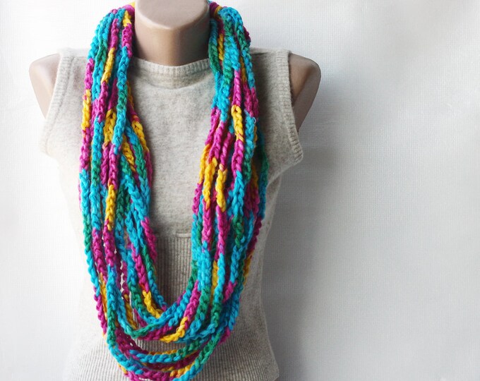 Rainbow Infinity Scarf Crochet Chain Necklace Multicolors - Etsy