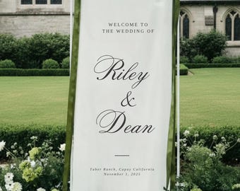 Custom Linen Wedding Sign, Fabric Wedding Sign, Custom Welcome Sign ...
