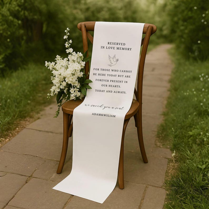 Custom Linen in Loving Memory Chair Sign: Modern Wedding Memorial ...