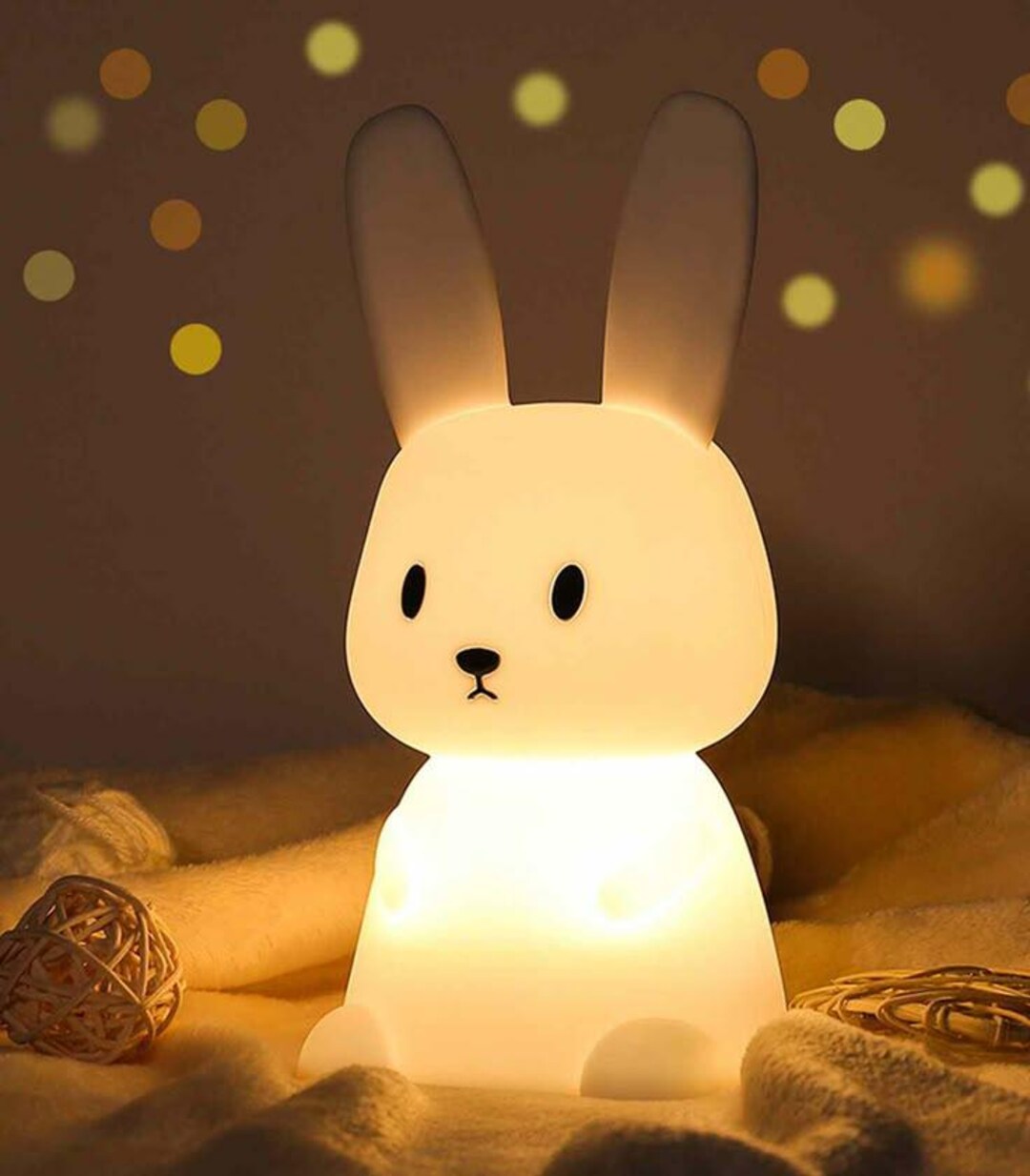 Cute Rabbit LED Night Light - Adjustable & Rechargeable Silicone Lamp ...