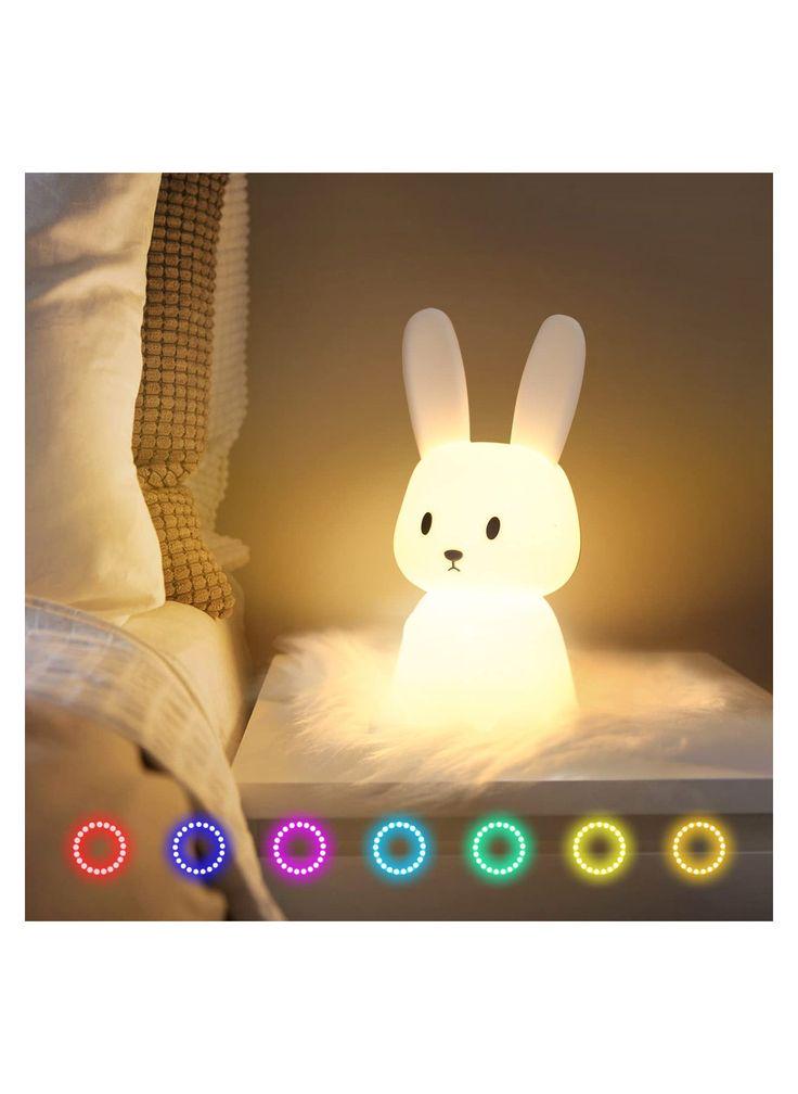 Cute Rabbit LED Night Light - Adjustable & Rechargeable Silicone Lamp ...