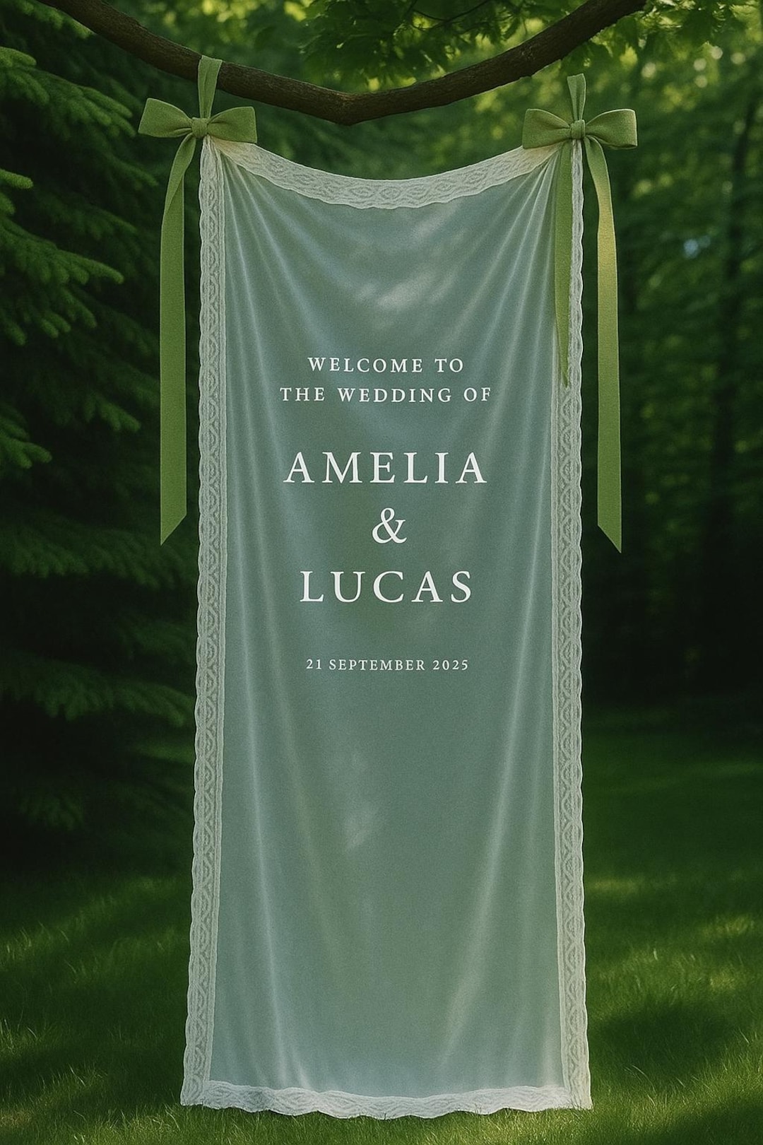 Personalized Sheer Wedding Sign, Romantic Sheer Wedding Sign,modern ...
