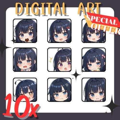 10x Custom Chibi Emotes | Twitch & Discord Sticker Set | Digital ...