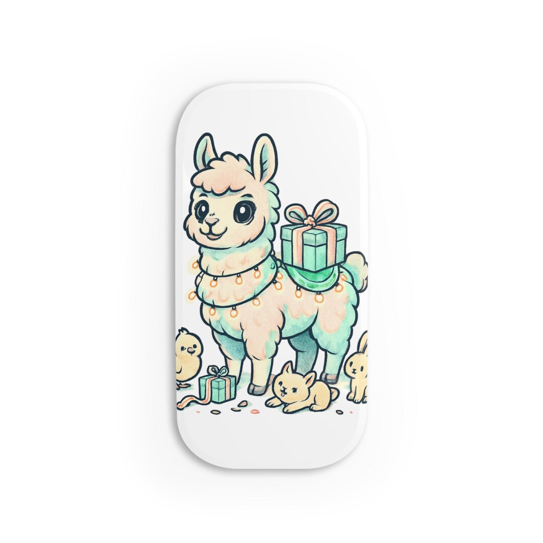 Cute Llama With Gifts Phone Click-on Grip | Holiday Alpaca Pop Socket ...