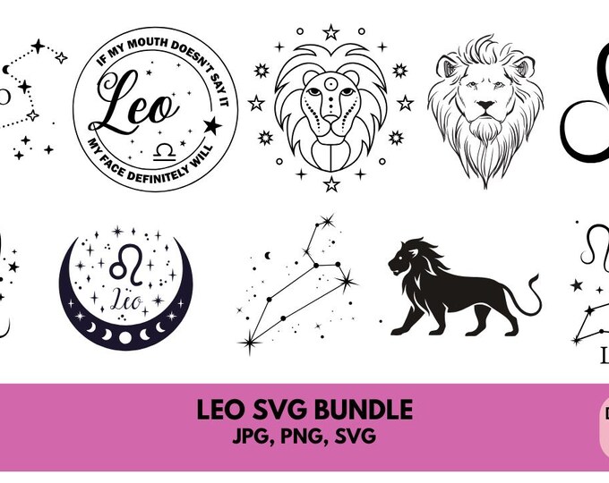 Leo Zodiac Star Sign | Instant Downloads in Black & White | PNG, JPG ...