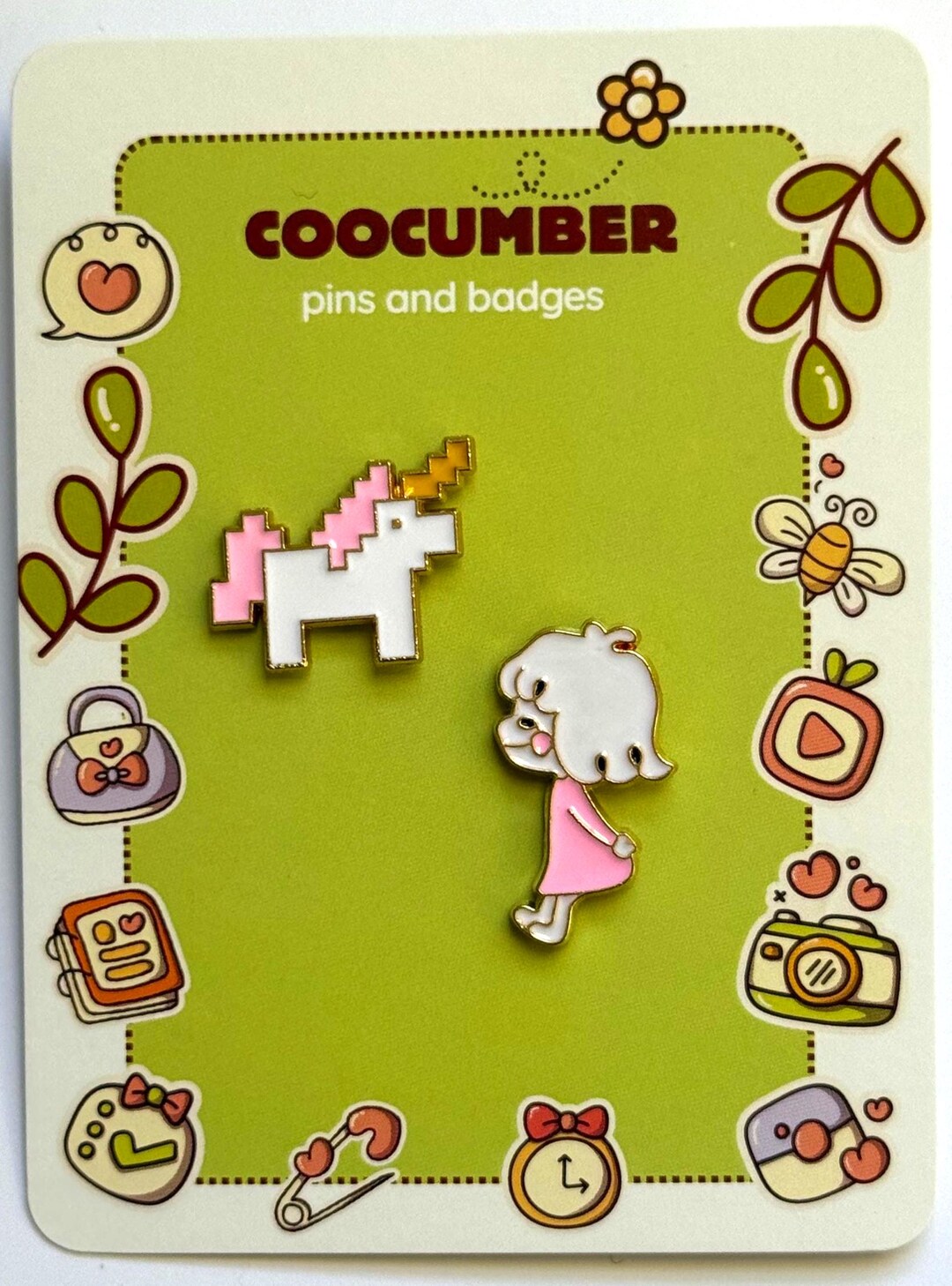 Set of 2 Cute Enamel Pins, Mixed Designs for Collectors, Badges, Trendy ...