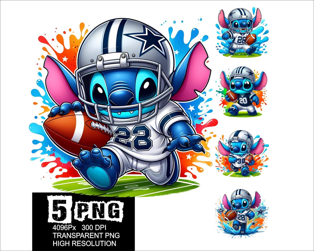 Stitch Football Cowboy 5 PNG Stitch Splash Design High Resolution Png ...